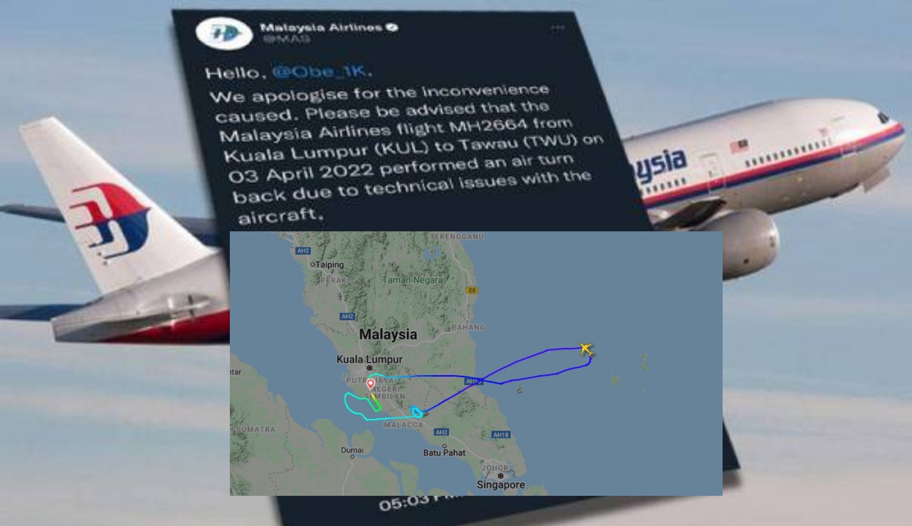 Pesawat MH2664 patah balik ke KLIA. Punca sebenar telah dikenal pasti ...